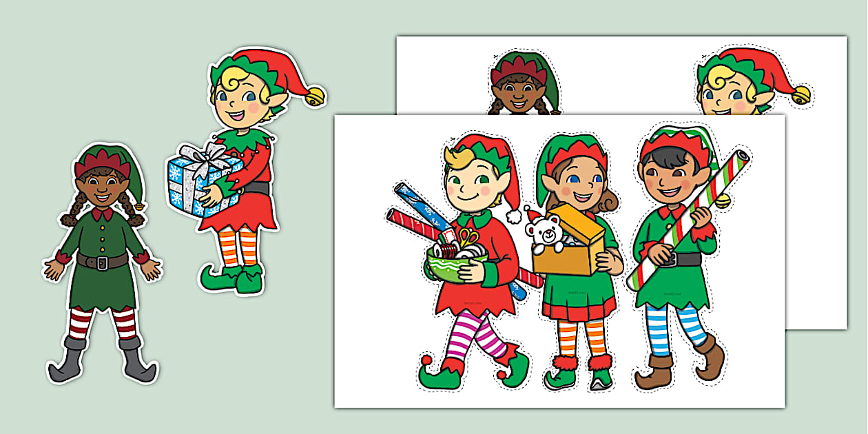 Christmas Elf Cut Outs - Twinkl Cut Outs (teacher made)
