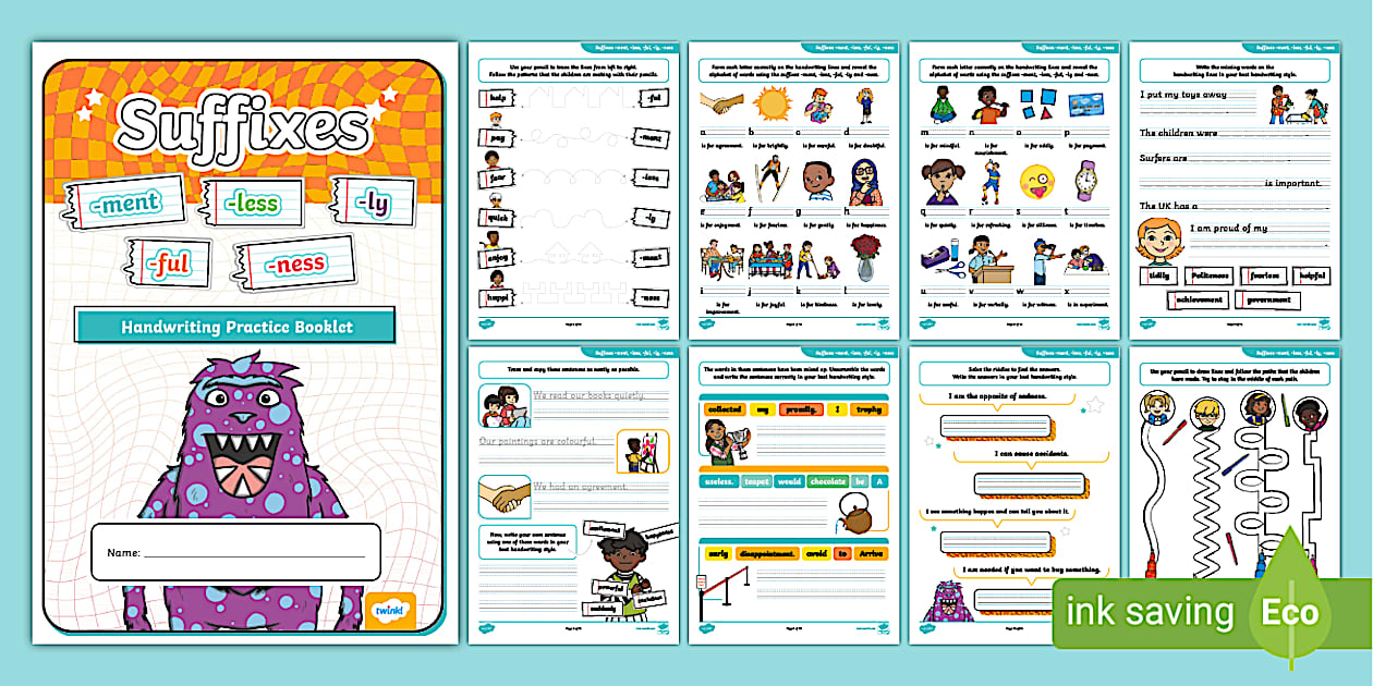 KS1 Suffixes Handwriting Practice Booklet (teacher made)