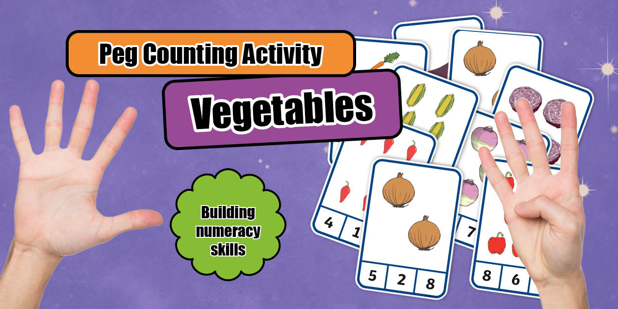 Vegetables Peg Counting Activity