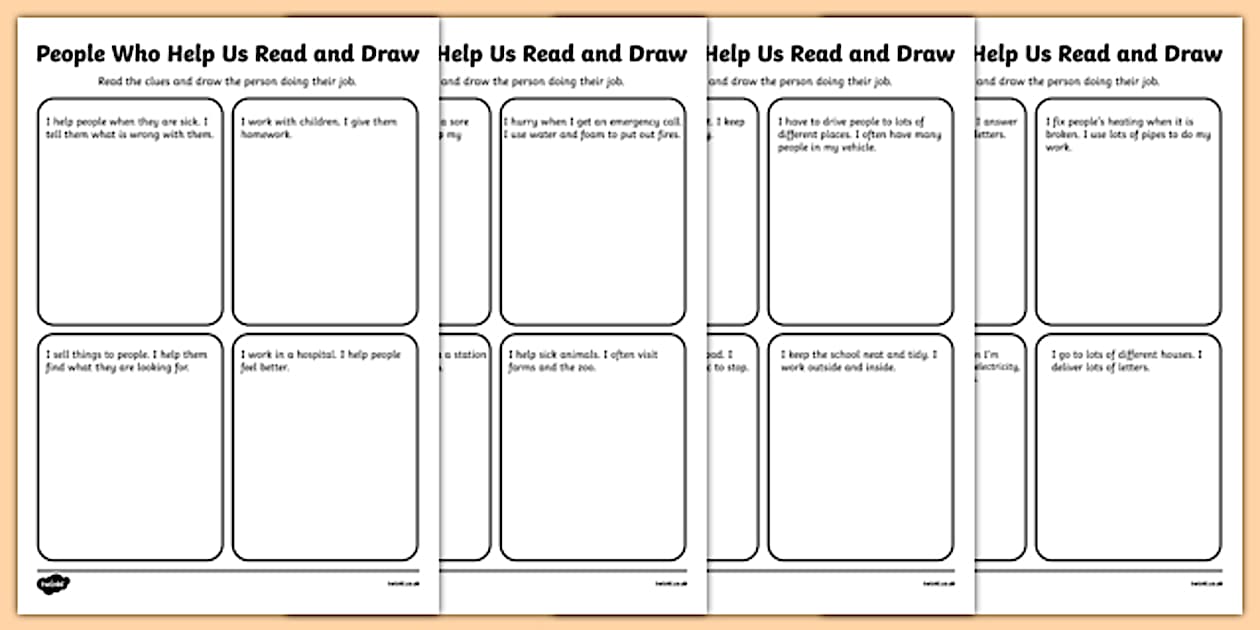 People Who Help Us Read and Draw Worksheet / Worksheets-Irish, worksheet