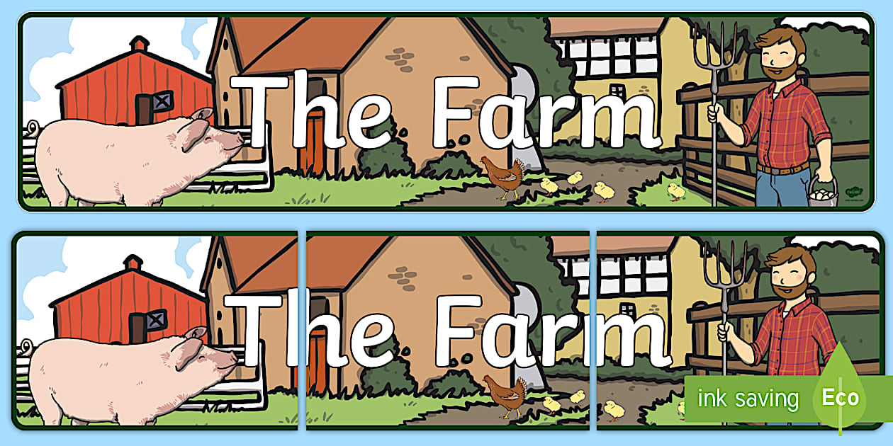 Black and White The Farm Aistear Banner (teacher made)