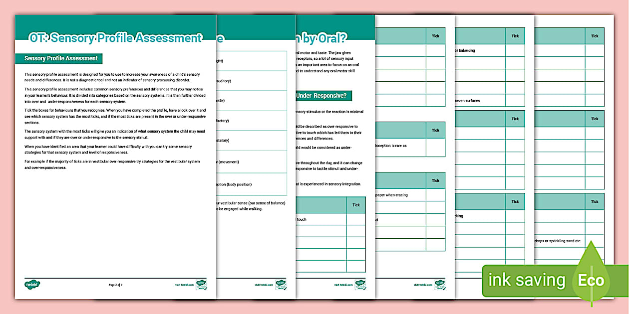 OT: Sensory Profile Assessment (teacher made) - Twinkl