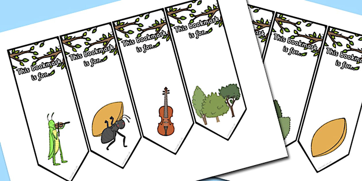The Ant and the Grasshopper Editable Bookmarks - Twinkl