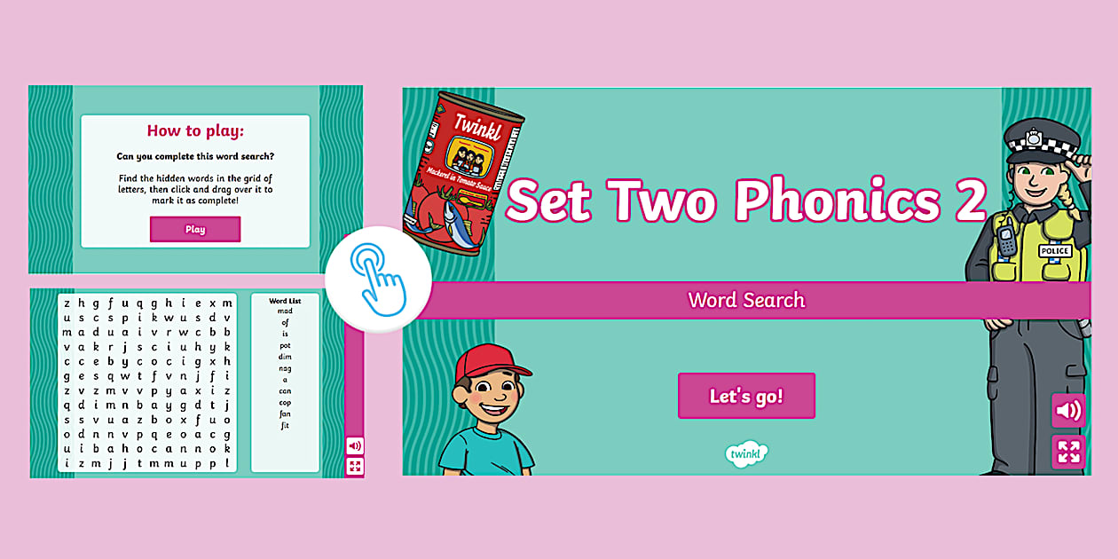 Set 2 Word Search to Support the Teaching of Phonics Plus 2