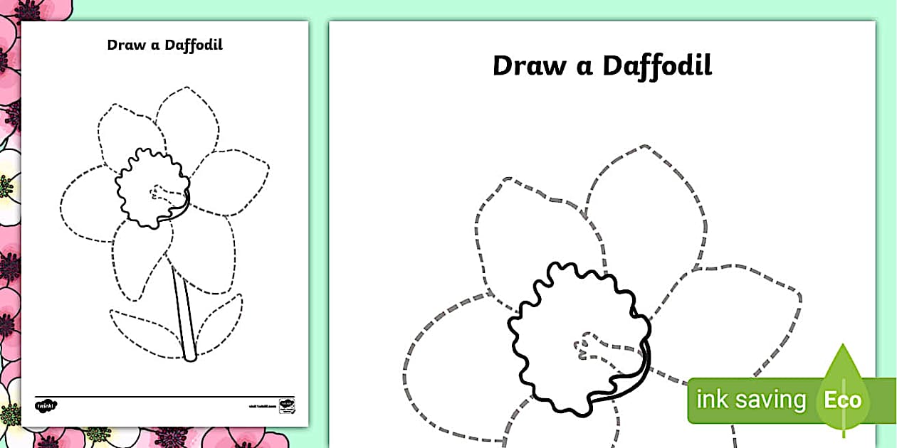 EYFS Draw a Daffodil Pencil Control Activity (teacher made)