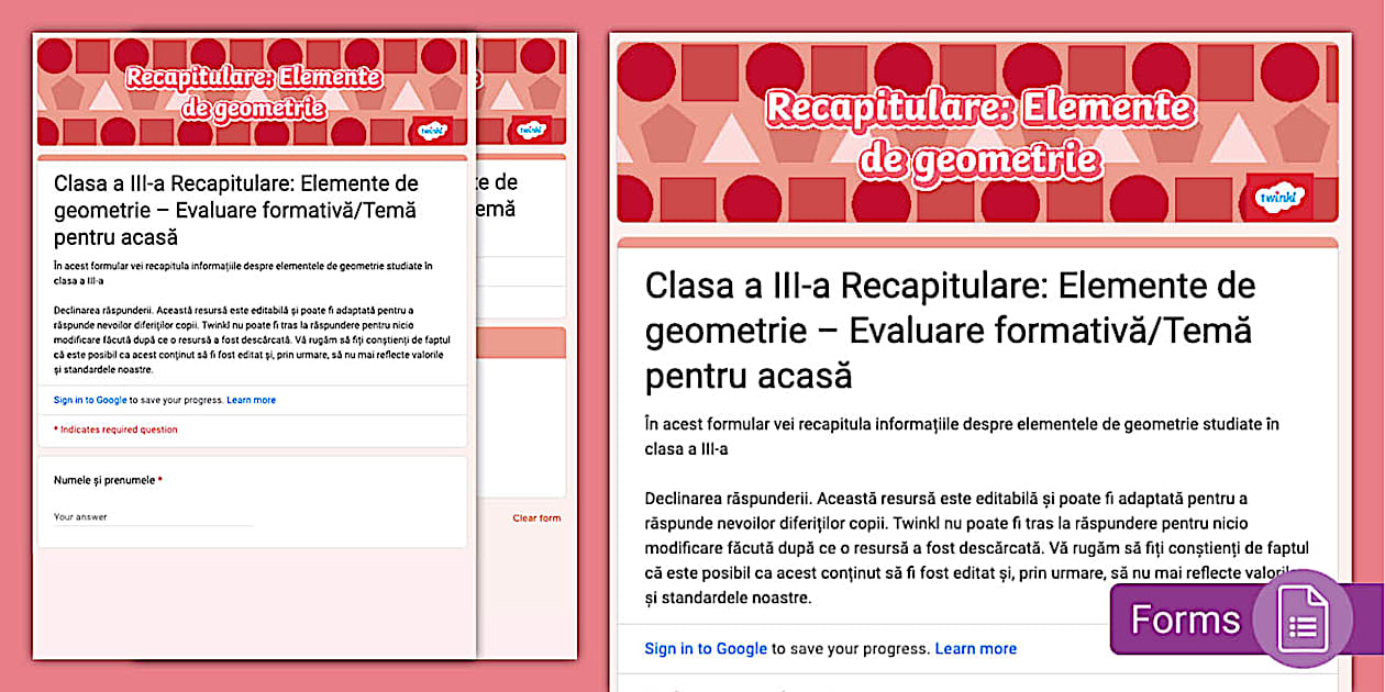 Recapitulare Elemente de geometrie Clasa 3 – Evaluare/Temă