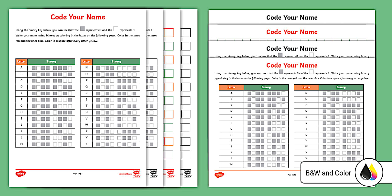 Sixth Grade Code Your Name Worksheet (profesor hizo)