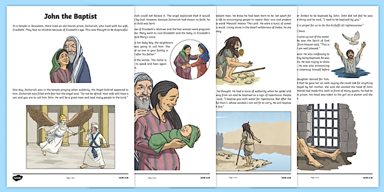 John the Baptist Story Print-Out (teacher made) - Twinkl