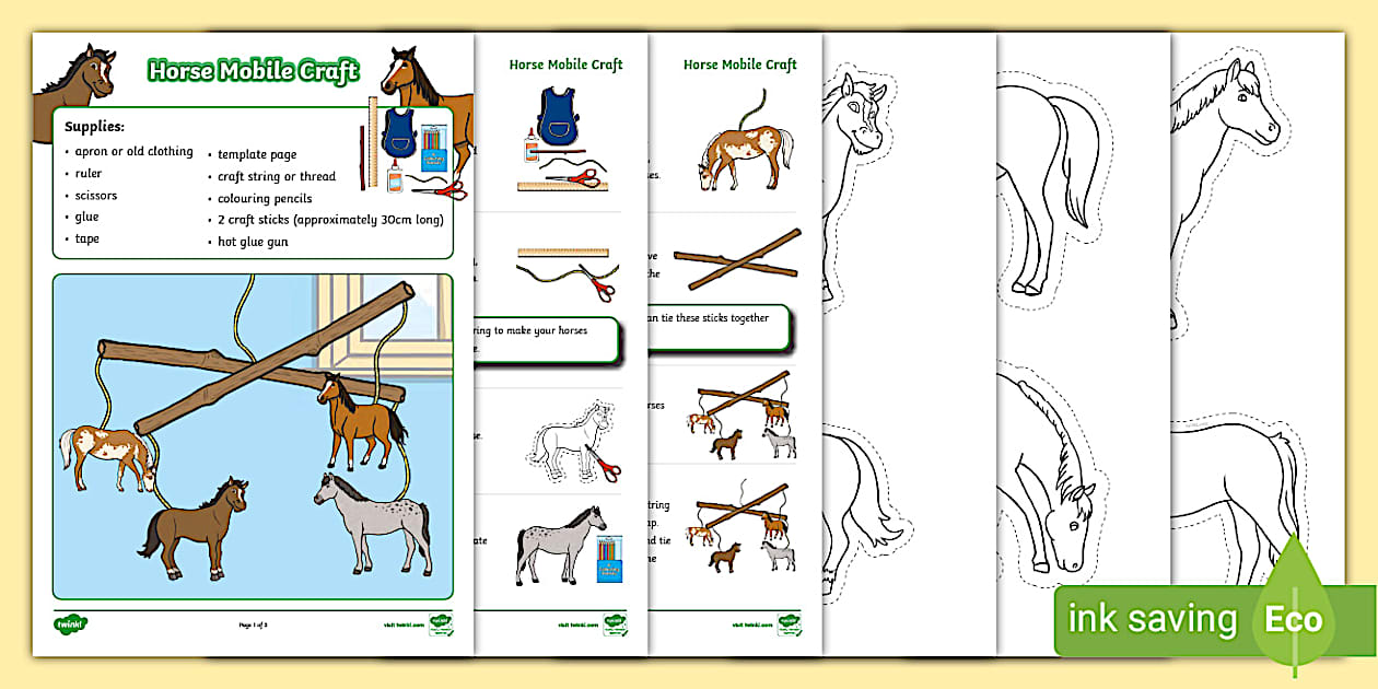 Horse Mobile Craft (teacher made) - Twinkl