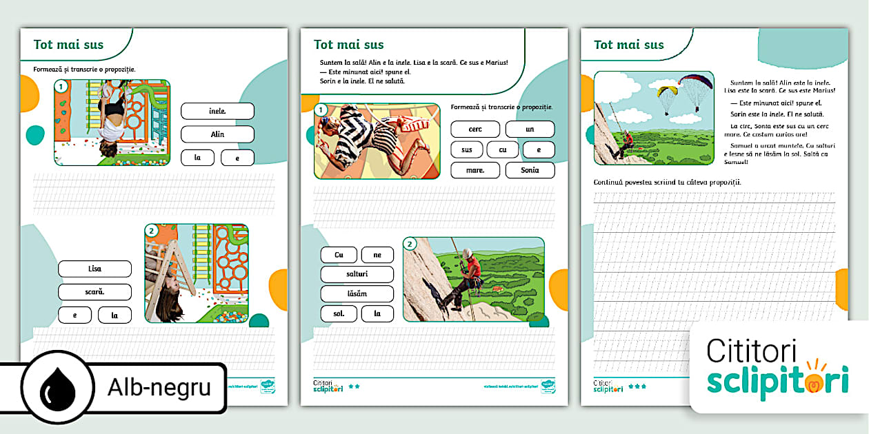 Tot mai sus – Fișă de citire și de scriere clasa I