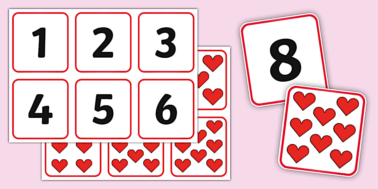 Counting Hearts Memory Game (Teacher-Made) - Twinkl