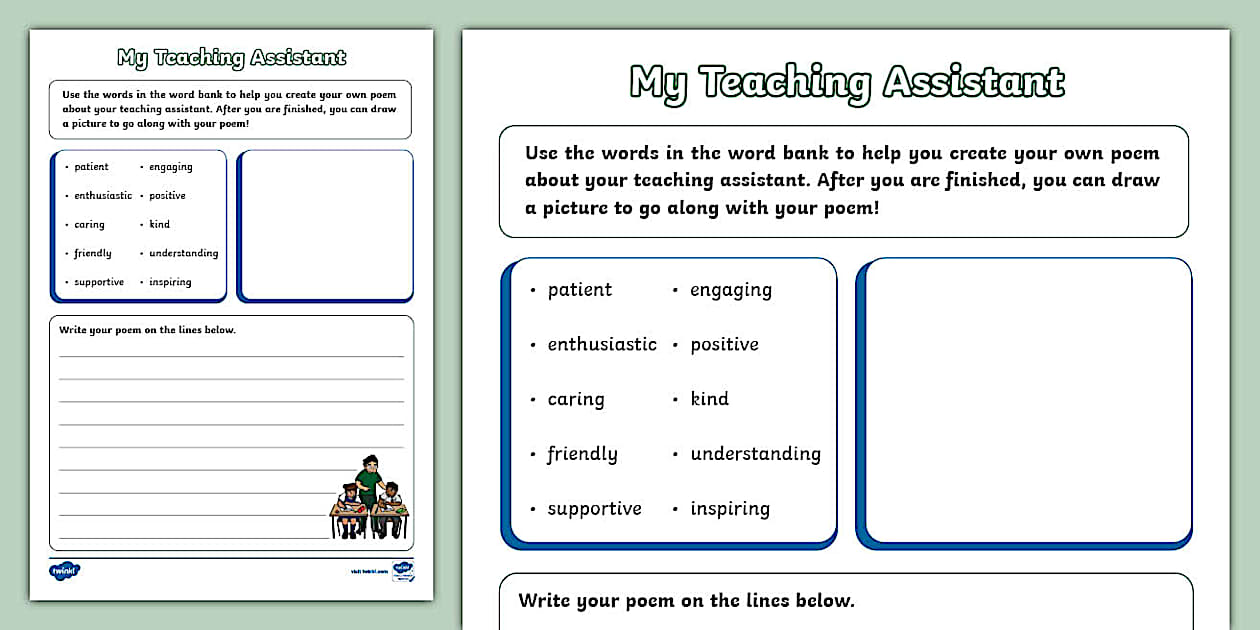 My Teaching Assistant Poem Writing Template