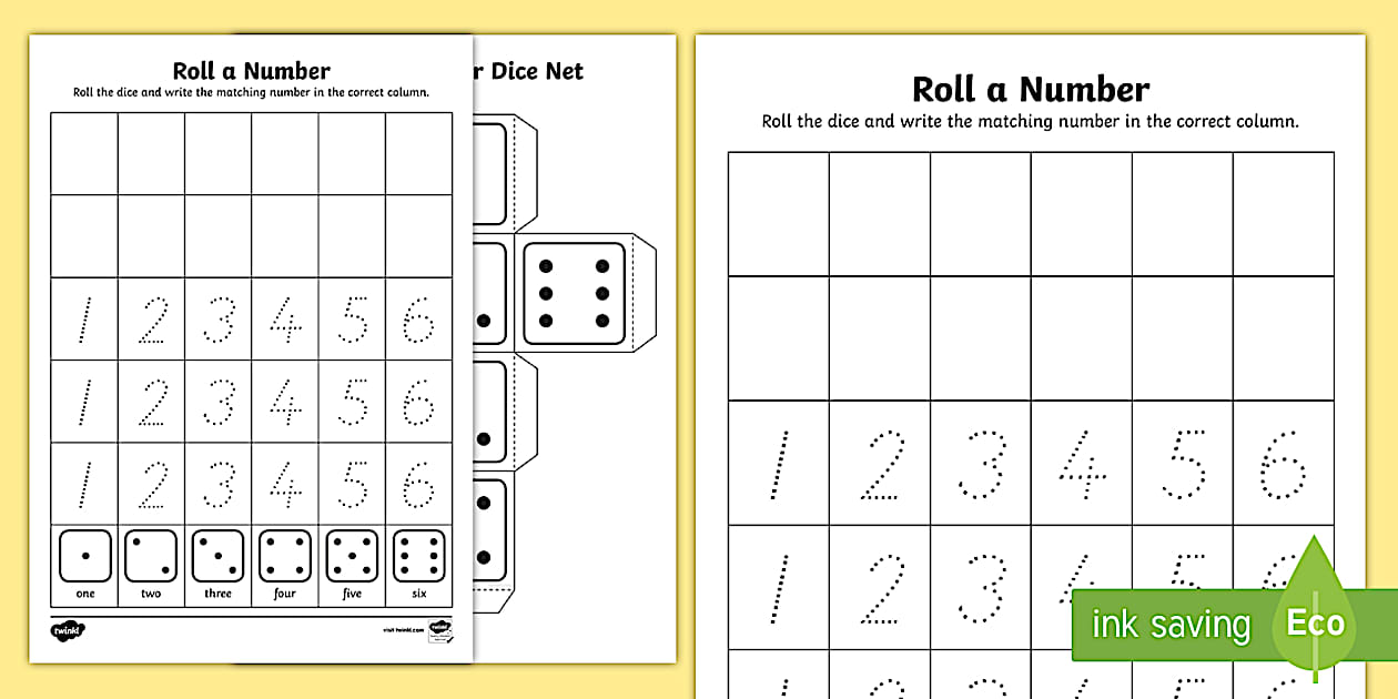 SA Roll a Number Worksheet (teacher made) - Twinkl