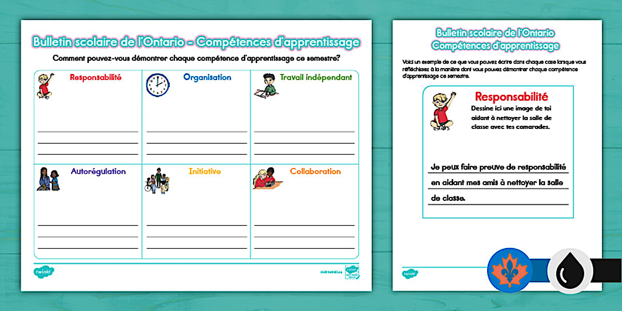 Ontario Learning Skills Goal Organizer Primary French