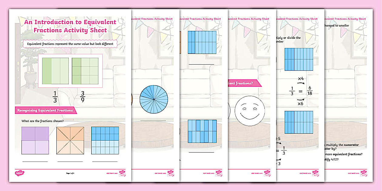 An Introduction to Equivalent Fractions Activity Sheet