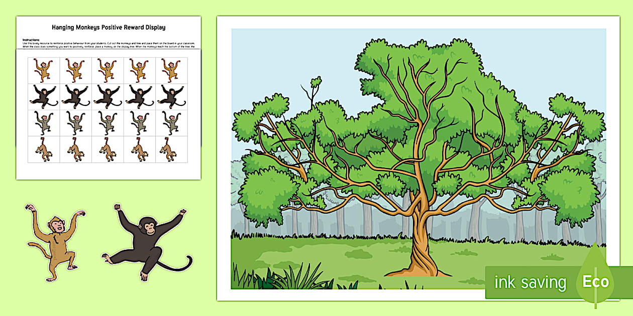 Hanging Monkeys Positive Reinforcement Display Cut-Outs