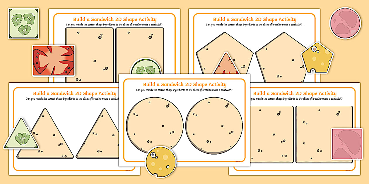 👉 2D Shape Sandwich Matching Activity (teacher made)