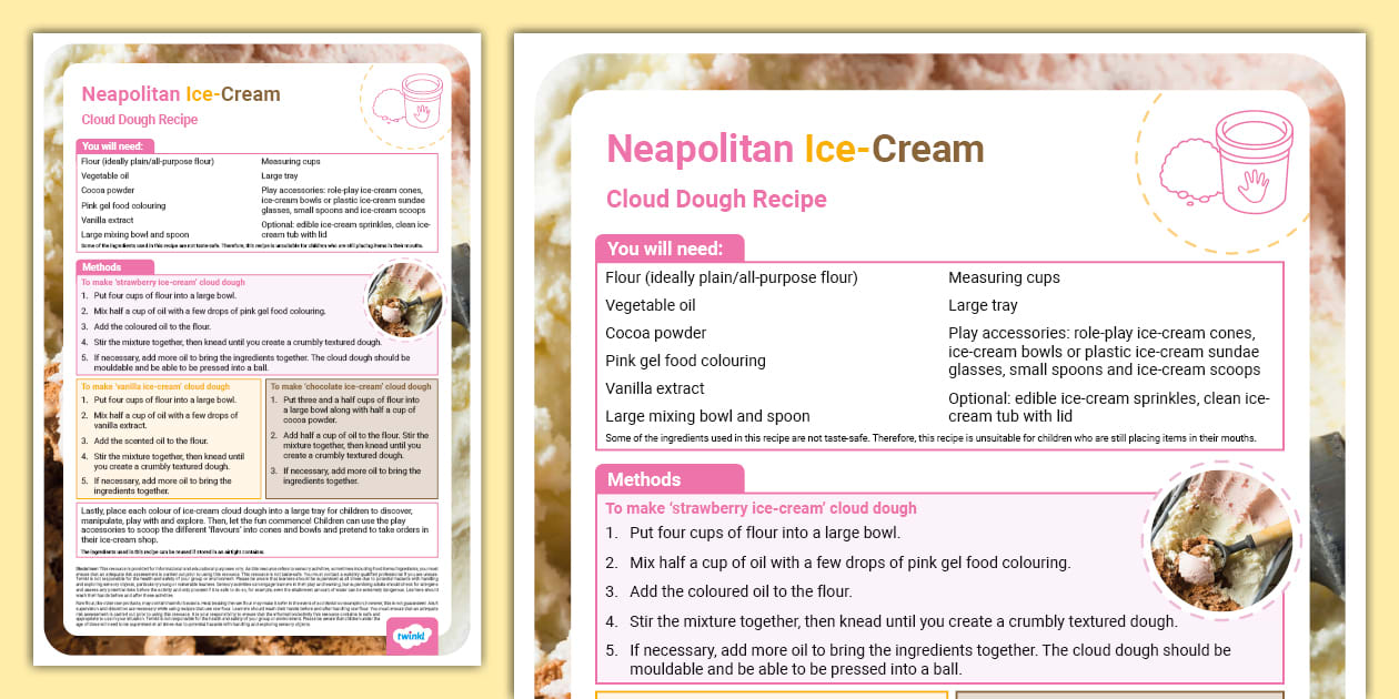 Neapolitan Ice-Cream Cloud Dough Recipe | Twinkl - Twinkl