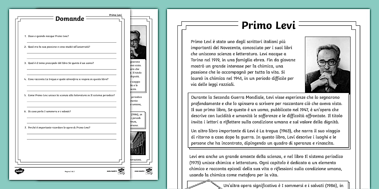 Primo Levi - Lettura e Comprensione (Lehrer gemacht)
