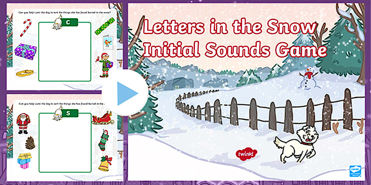 Letters in the Snow Initial Sounds PowerPoint Game - Twinkl