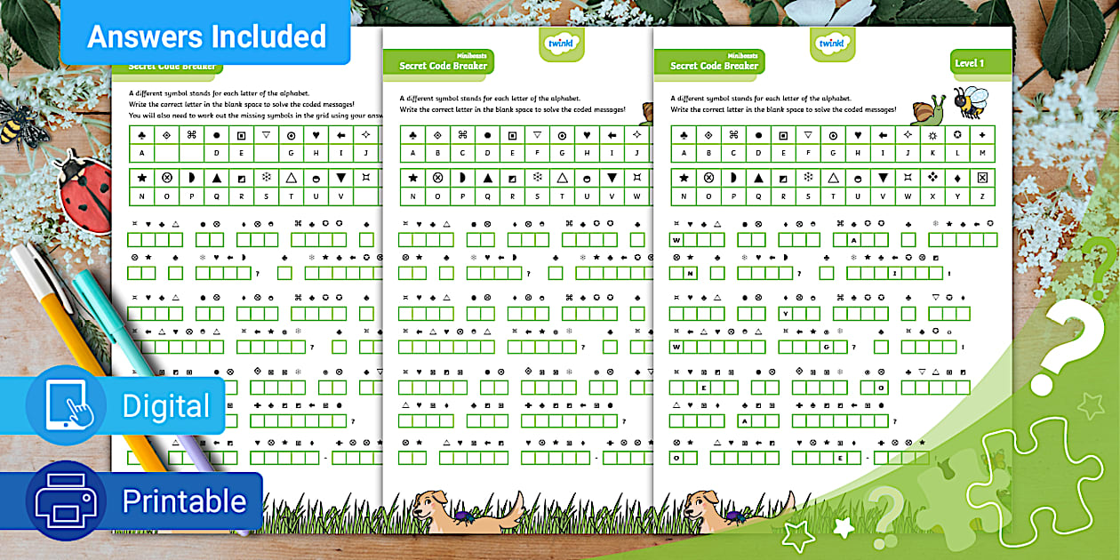 Minibeasts Secret Code Breaker - Twinkl - Kids Puzzles