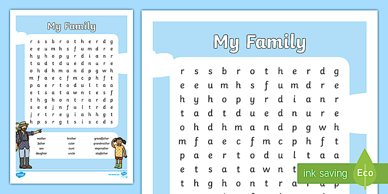 My Family Word Search - Family-Fun Word Search - Twinkl