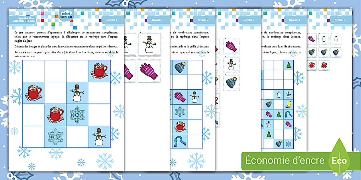 Sudoku illustré de l'hiver (Teacher-Made) - Twinkl