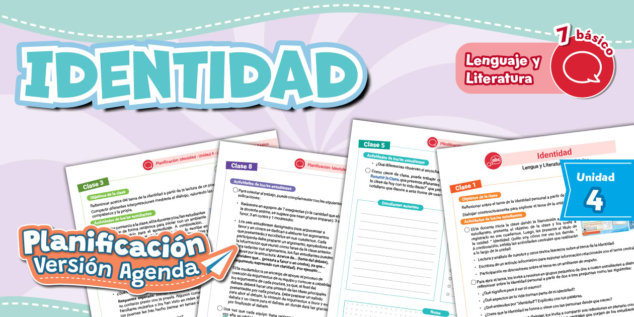 Planificación Agenda | Lenguaje | Identidad | 7° Básico
