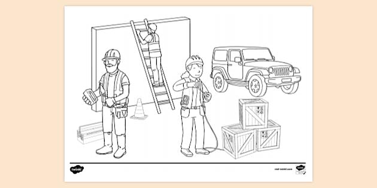 Construction Site Colouring Page | Colouring Sheets - Twinkl