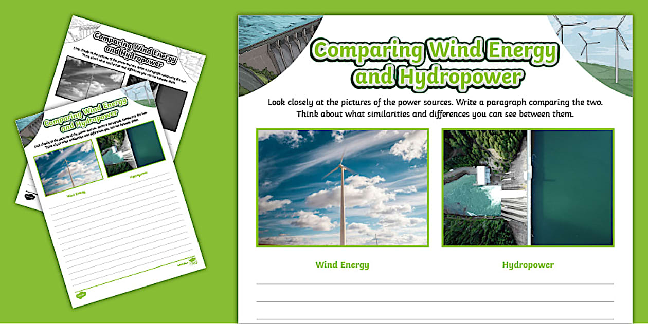 Comparing Wind Energy and Hydropower Worksheet - Twinkl