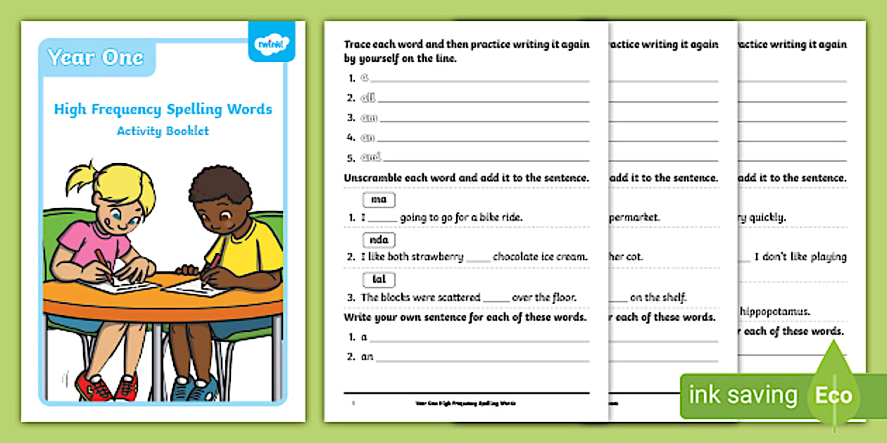 Year One High Frequency Words Spelling Booklet - English