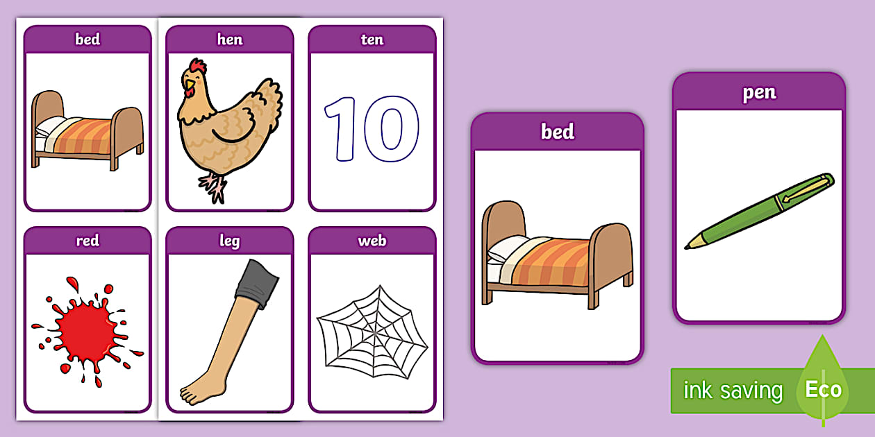 CVC Word Cards (e) (teacher made) - Twinkl