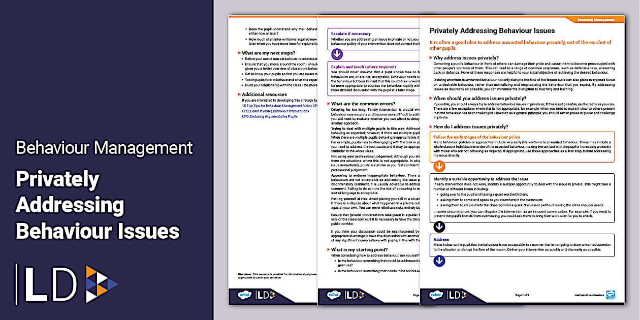 Behaviour Strategy: Addressing Issues Privately - leaders