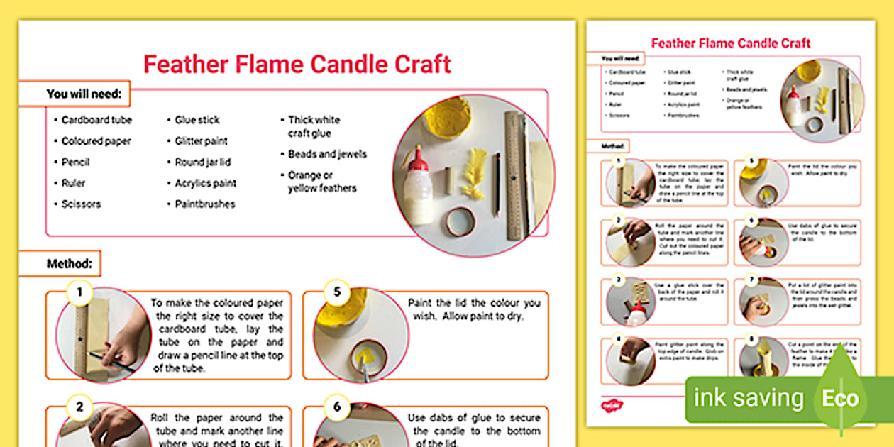 Feather Flame Candle Craft (teacher made) - Twinkl