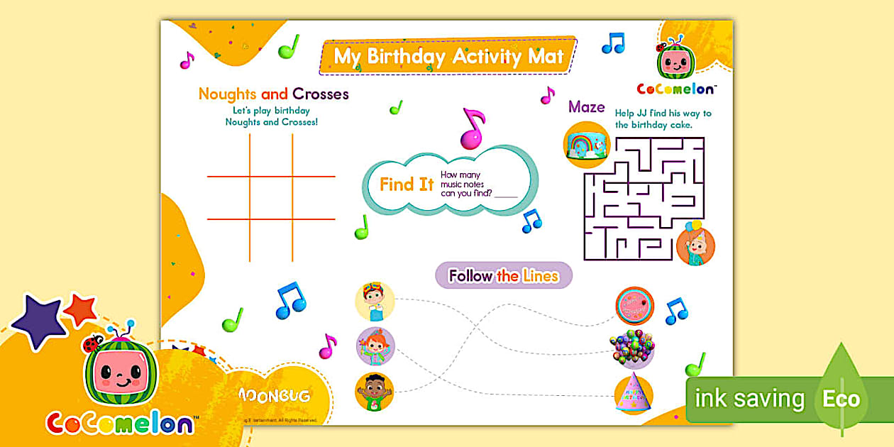 FREE! - CoComelon: Birthday Activity Mat (teacher made)