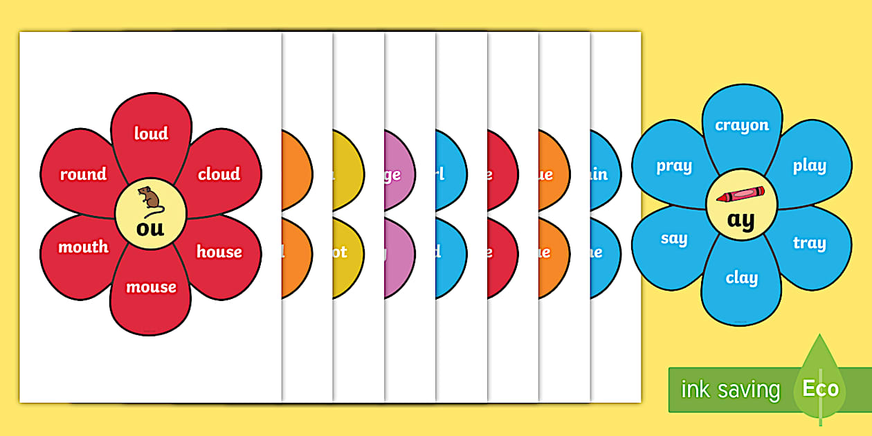 Phase 5 Word Family Flowers - Word Family Flowers - Twinkl