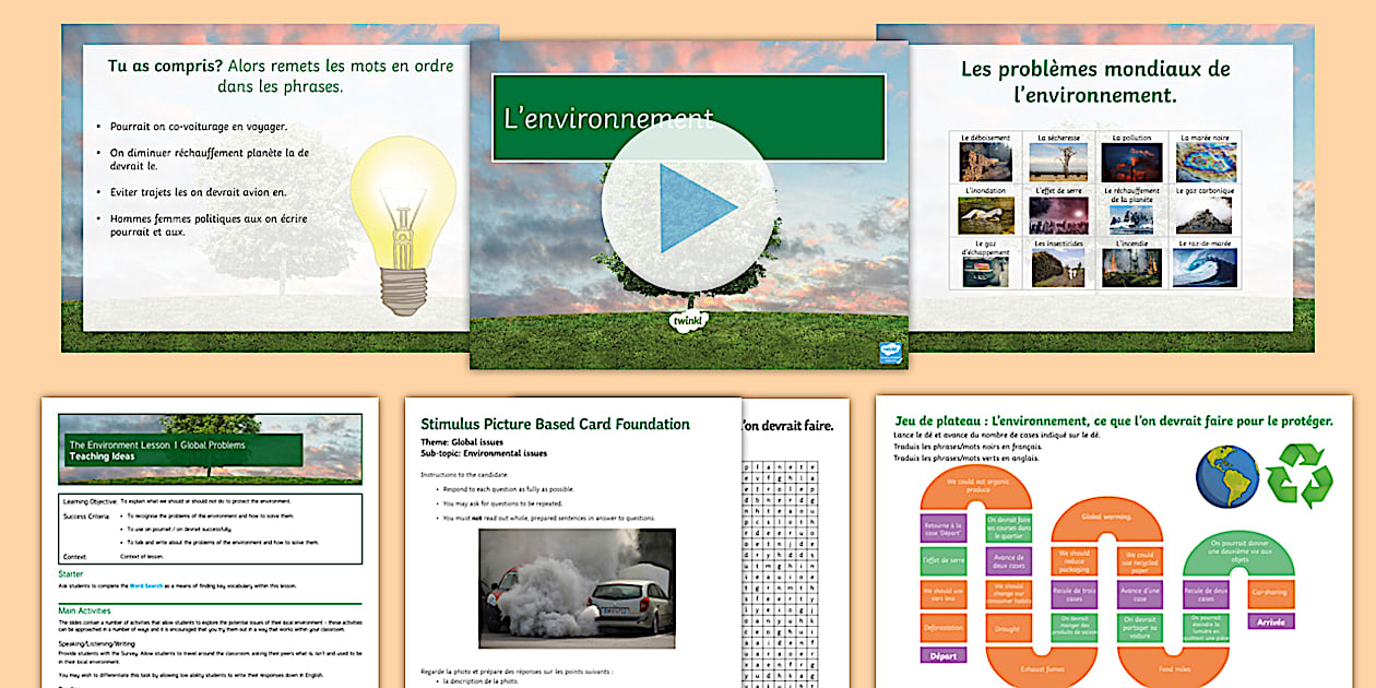 The Environment Lesson 1: Global Problems Lesson Pack French