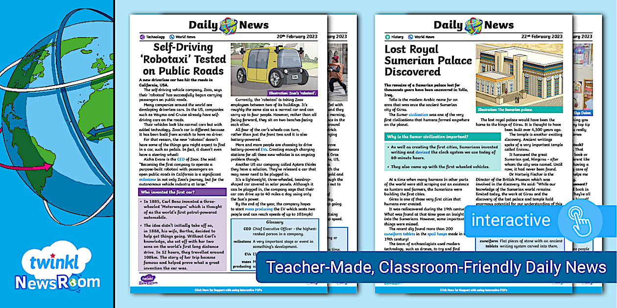 NewsRoom Weekly UKS2 Reading Comprehension Pack - 24th February 2023