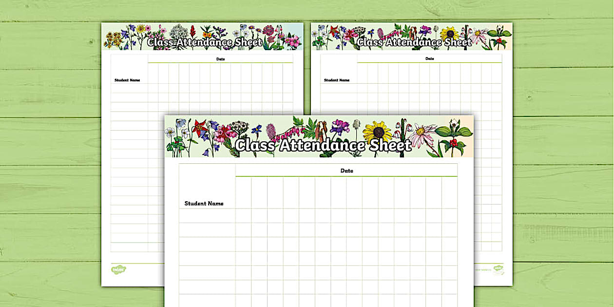 Canadian Spring Flowers Editable Class Attendance Sheet