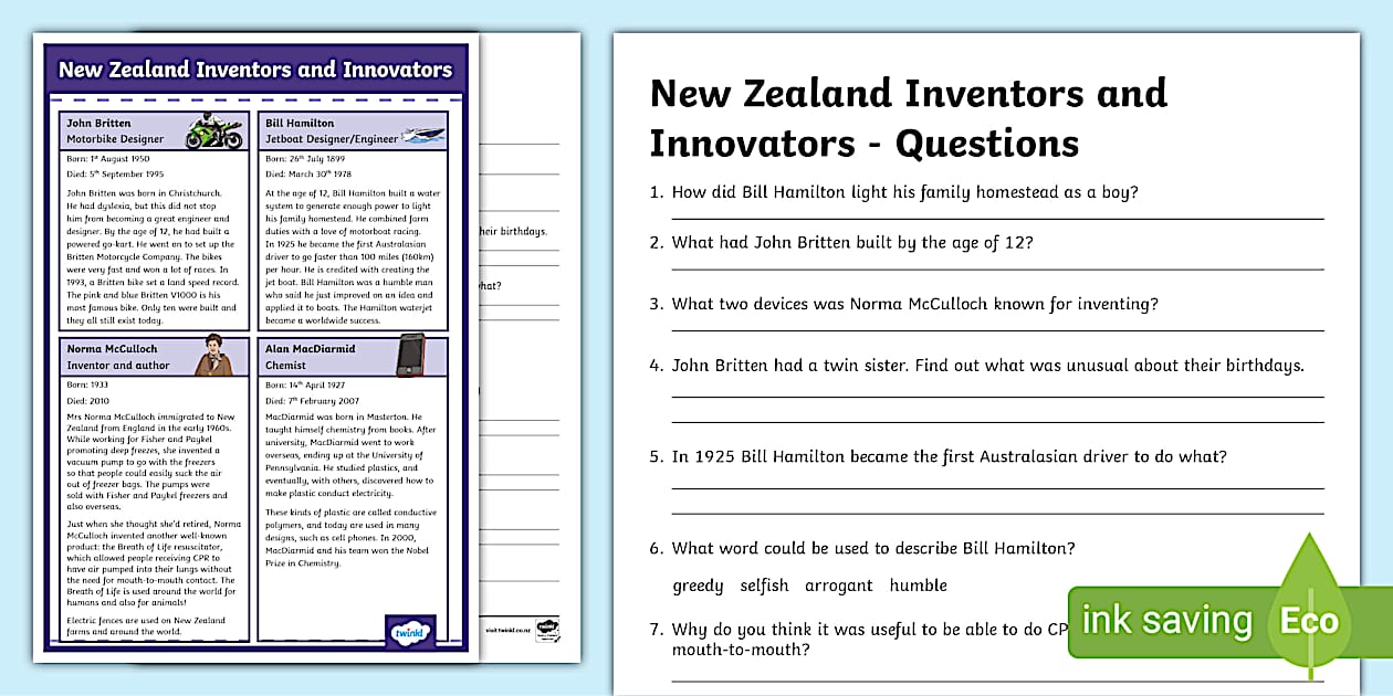 New Zealand Inventors and Innovators Mat Three - Twinkl