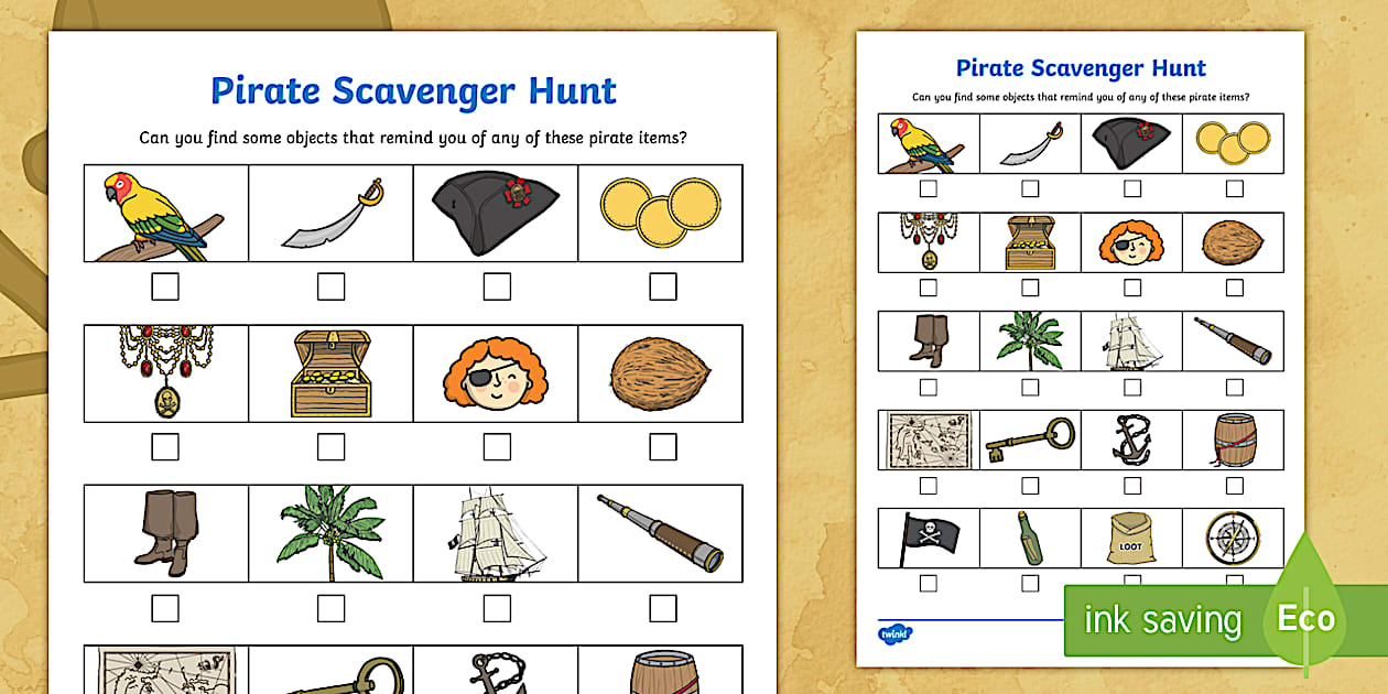 Editable Pirate Scavenger Hunt (teacher made) - Twinkl