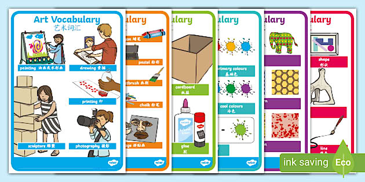 Art Vocabulary Display Posters - English/Mandarin Chinese