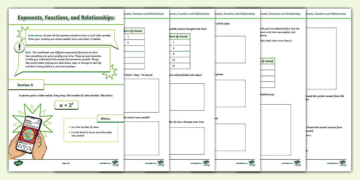 Exponents Functions And Relationships Pattern Activity
