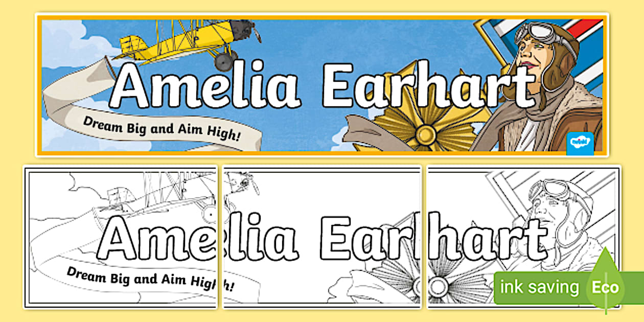 Amelia Earhart Banner | Women’s History Month | Twinkl USA