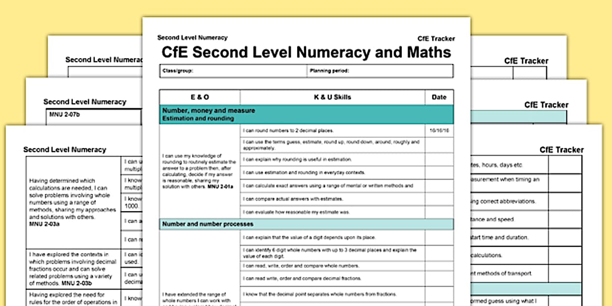 Numeracy and Mathematics CfE Second Level Tracker - Twinkl
