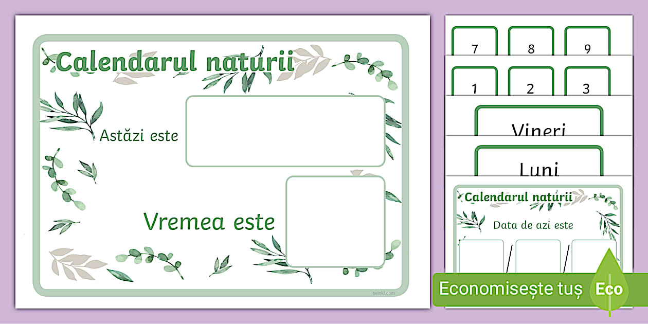 Calendarul naturii pe temă botanică