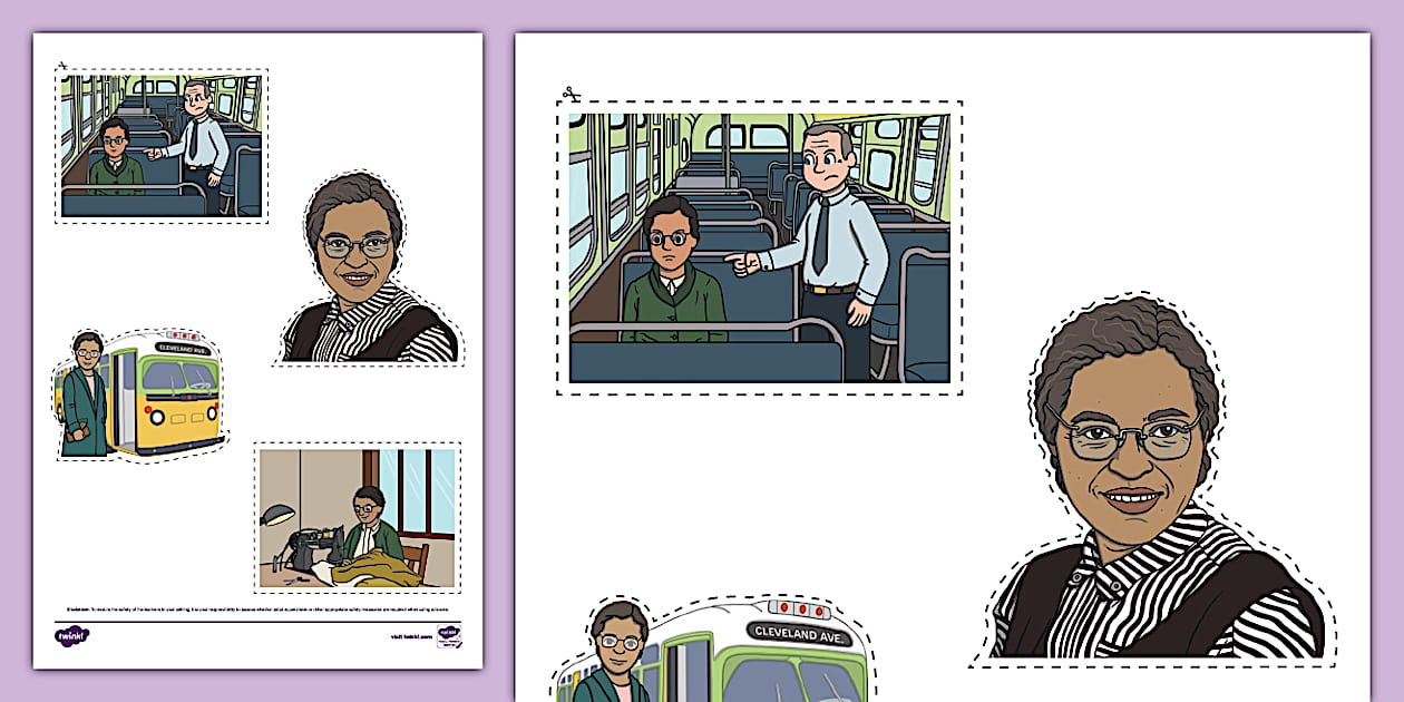 Rosa Parks Cartoon Clip Art Cut-Outs (Teacher-Made) - Twinkl