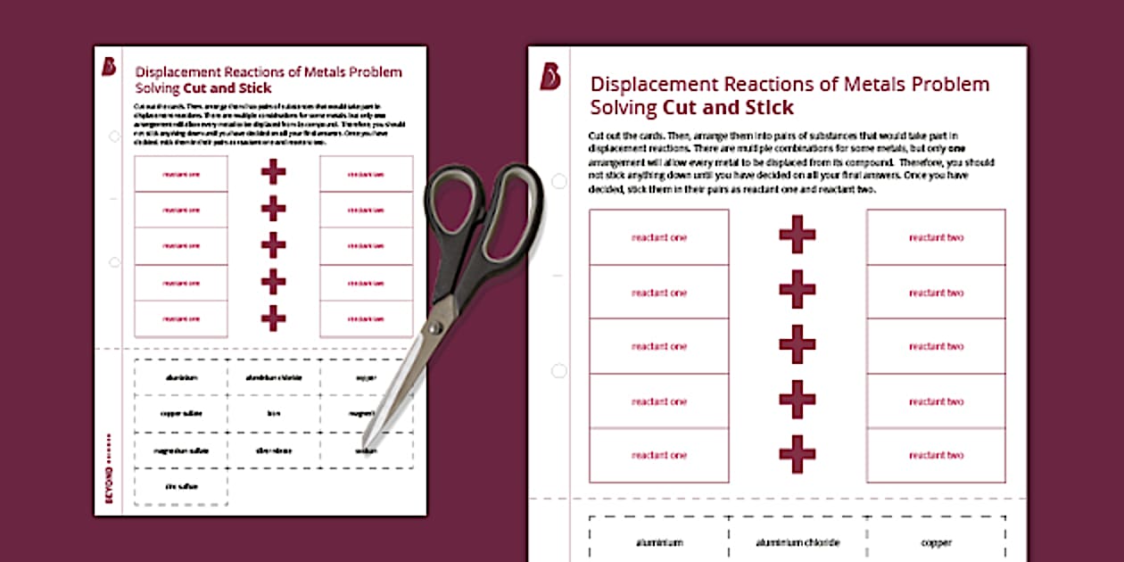 KS3 Displacement Reactions of Metals Cut and Stuck | Beyond
