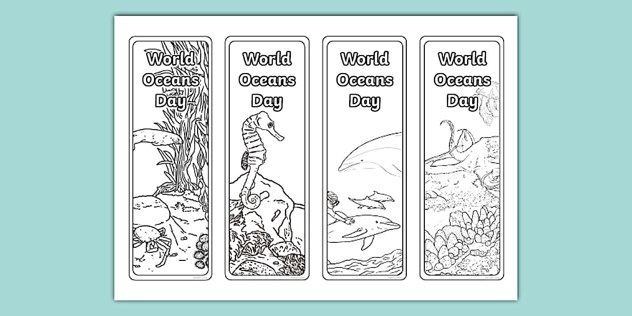World Oceans Day Colouring Bookmarks - KS2 (teacher made)