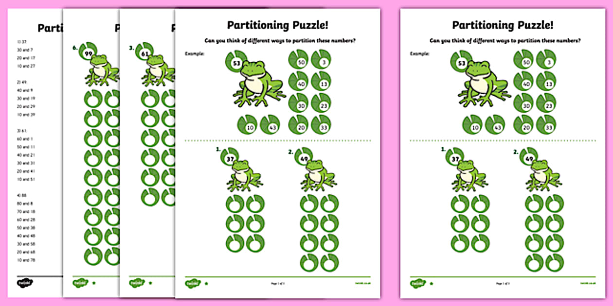 Number Partition Puzzle Mathletics Worksheet (teacher made)